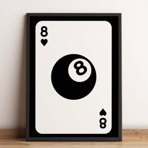 8 Ball Print Card Trendy Retro Poster Wall Art Eight Ball Poster Preppy ...