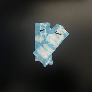 Official Nike Socks Tie Dye Aqua Blue Handcrafted Customised Unique ...