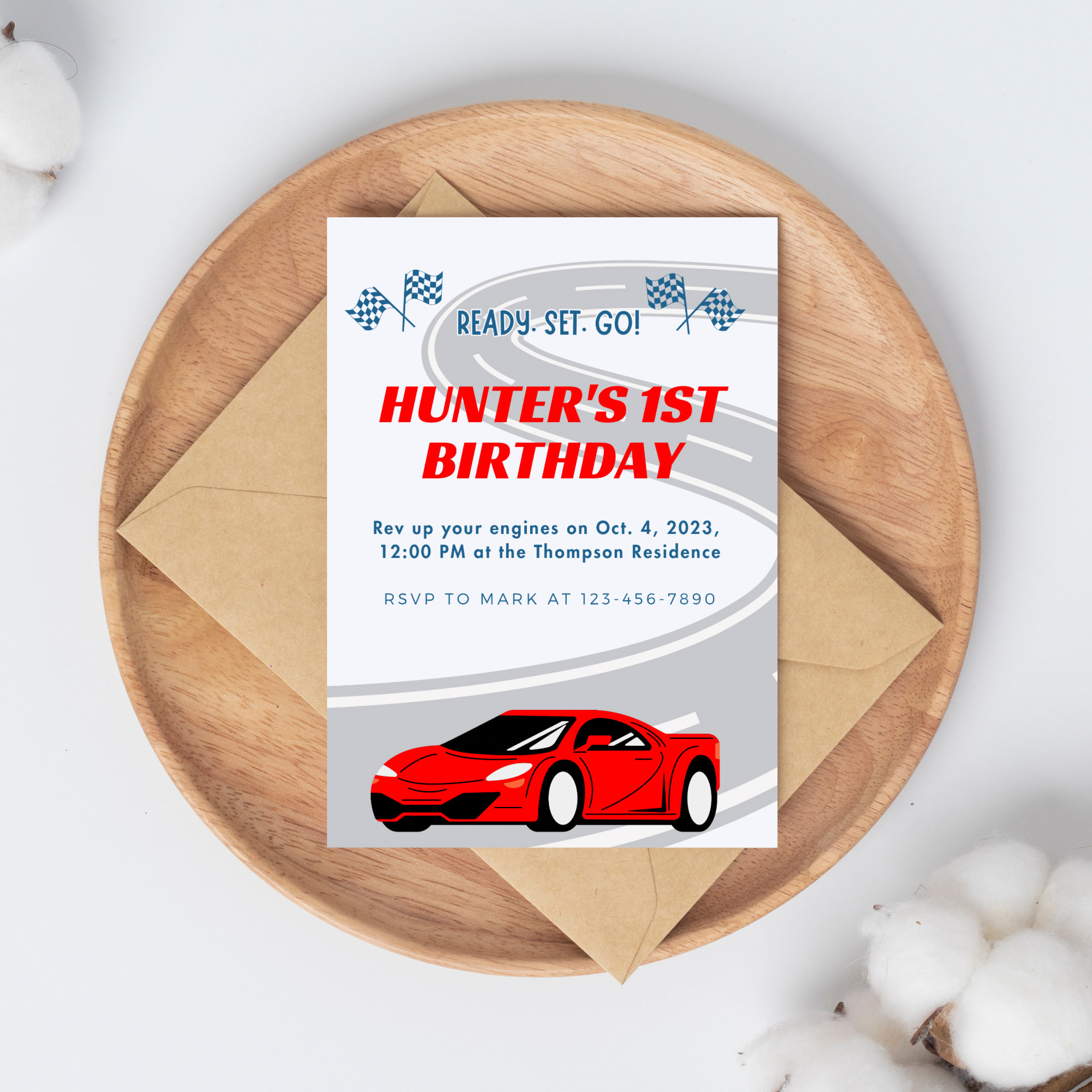 Ready Set Go Race Car Birthday Invitationrace Car Invitation - Etsy