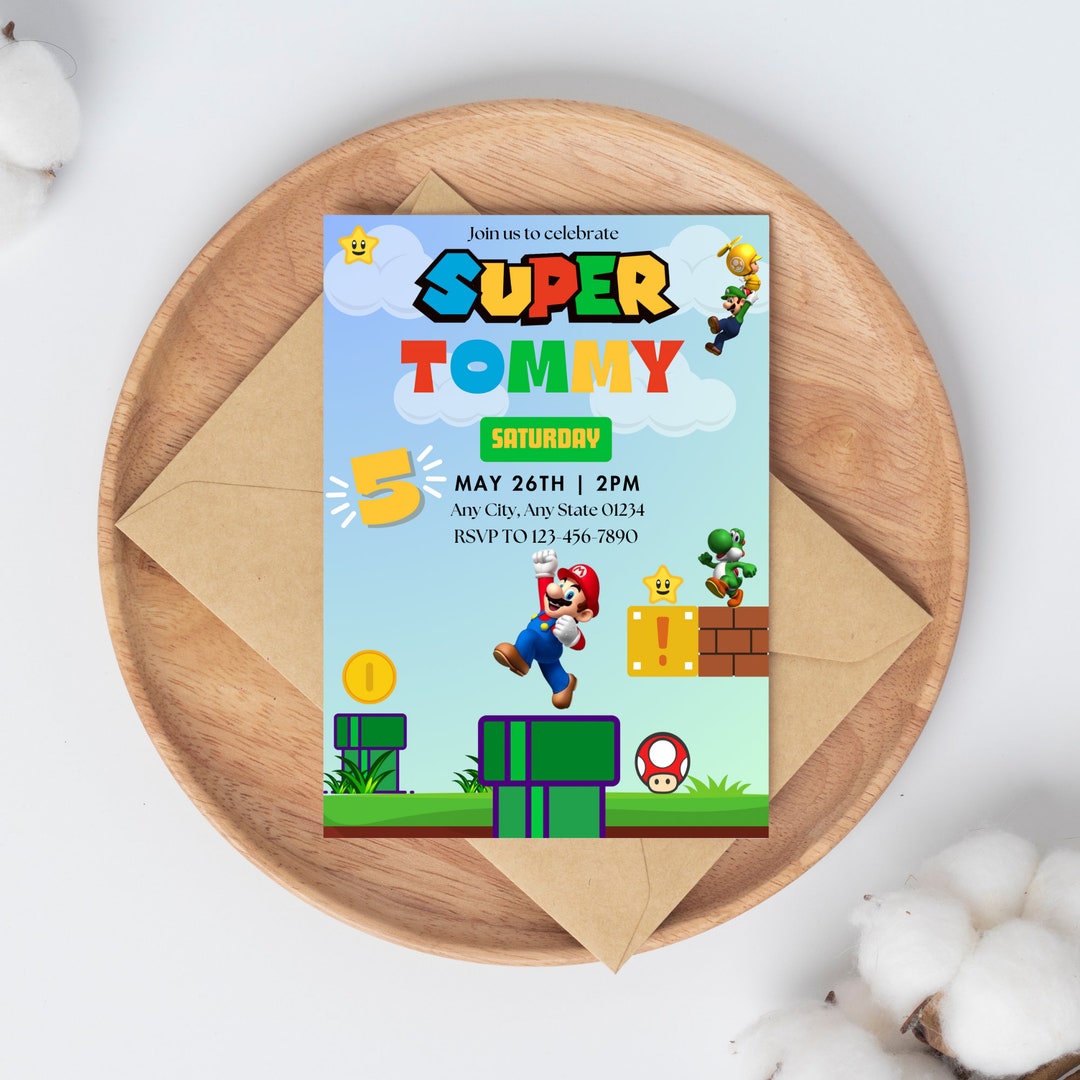 Super Mario Birthday Invitation| Super Mario Birthday Invite| Super ...