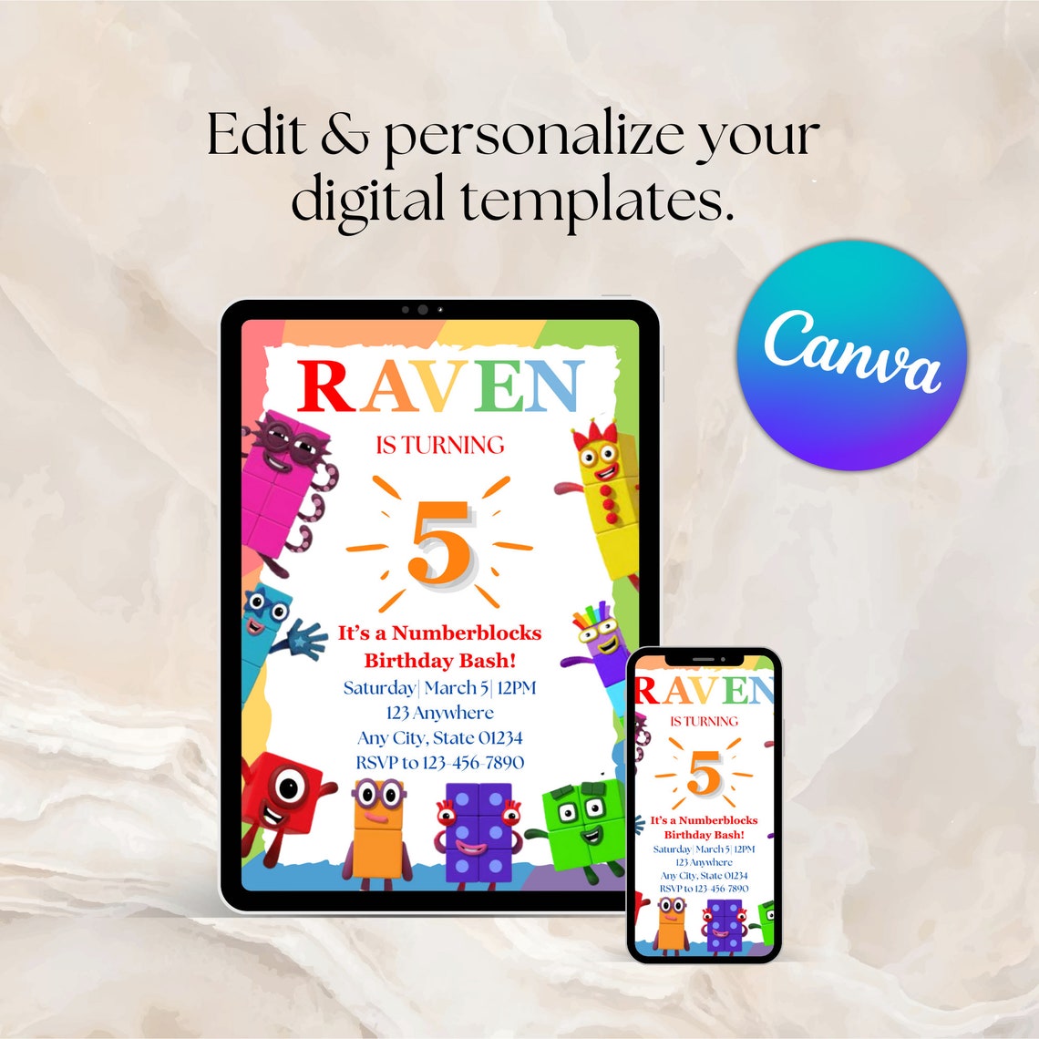 Numberblocks Birthday Invitation| Numberblocks Birthday Invite ...