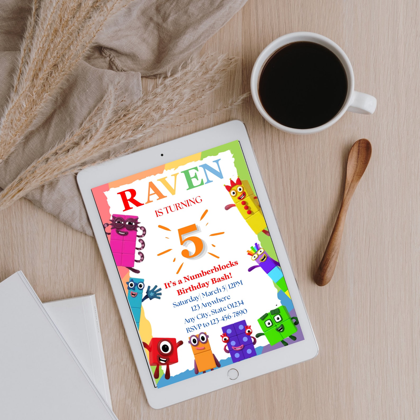 Numberblocks Birthday Invitation| Numberblocks Birthday Invite ...