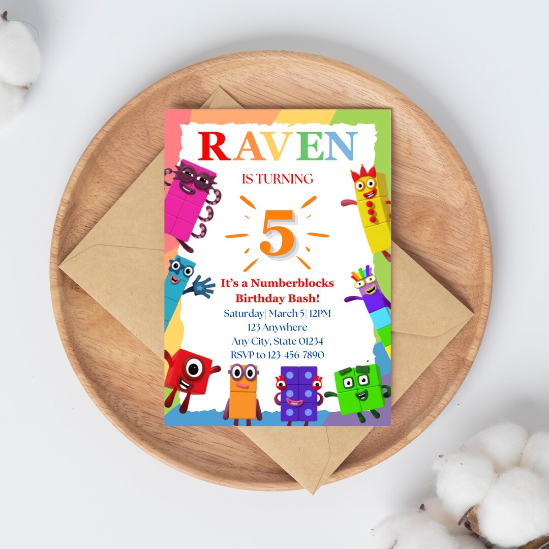 Numberblocks Birthday Invitation| Numberblocks Birthday Invite ...