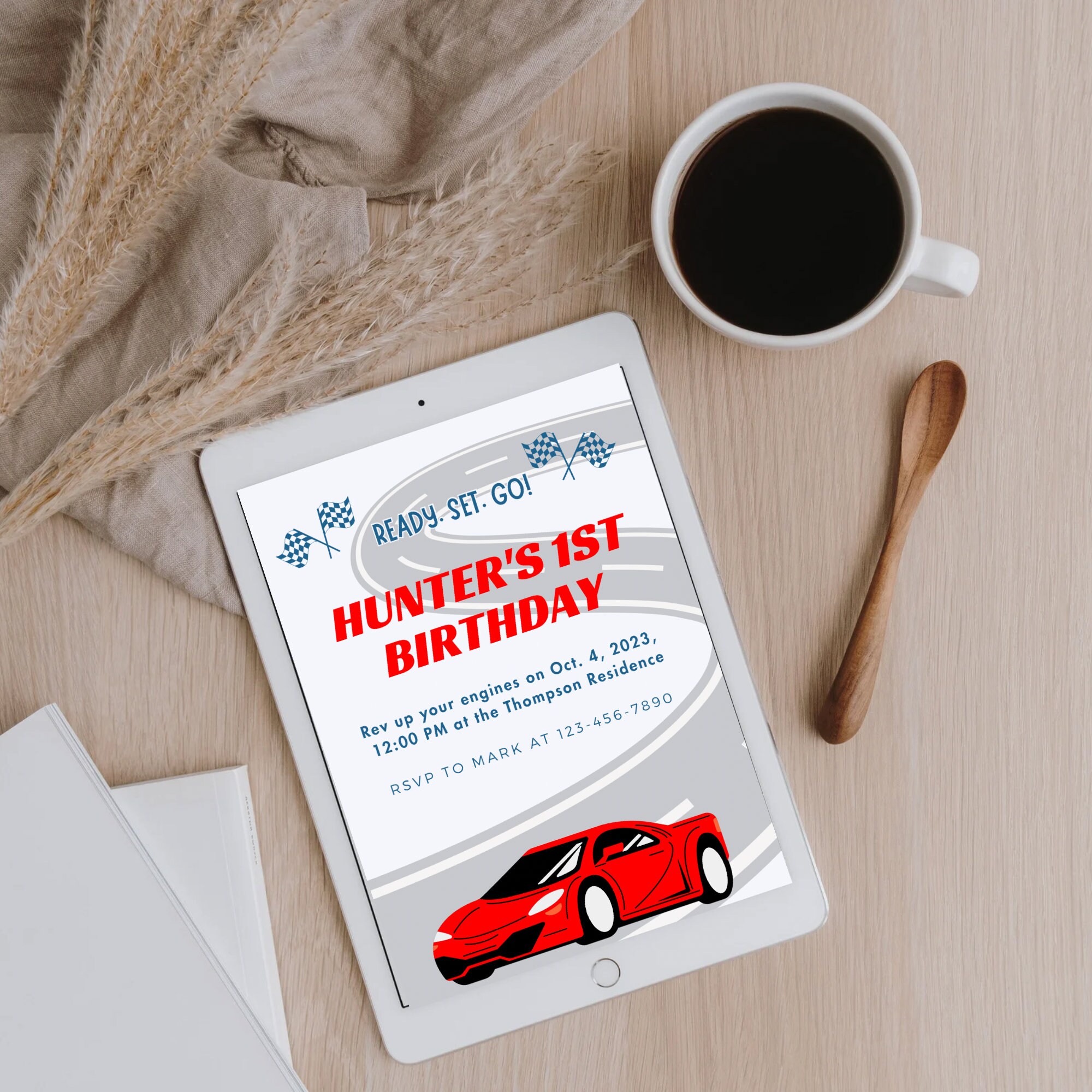 Ready Set Go Race Car Birthday Invitation|race Car Invitation| Sports ...