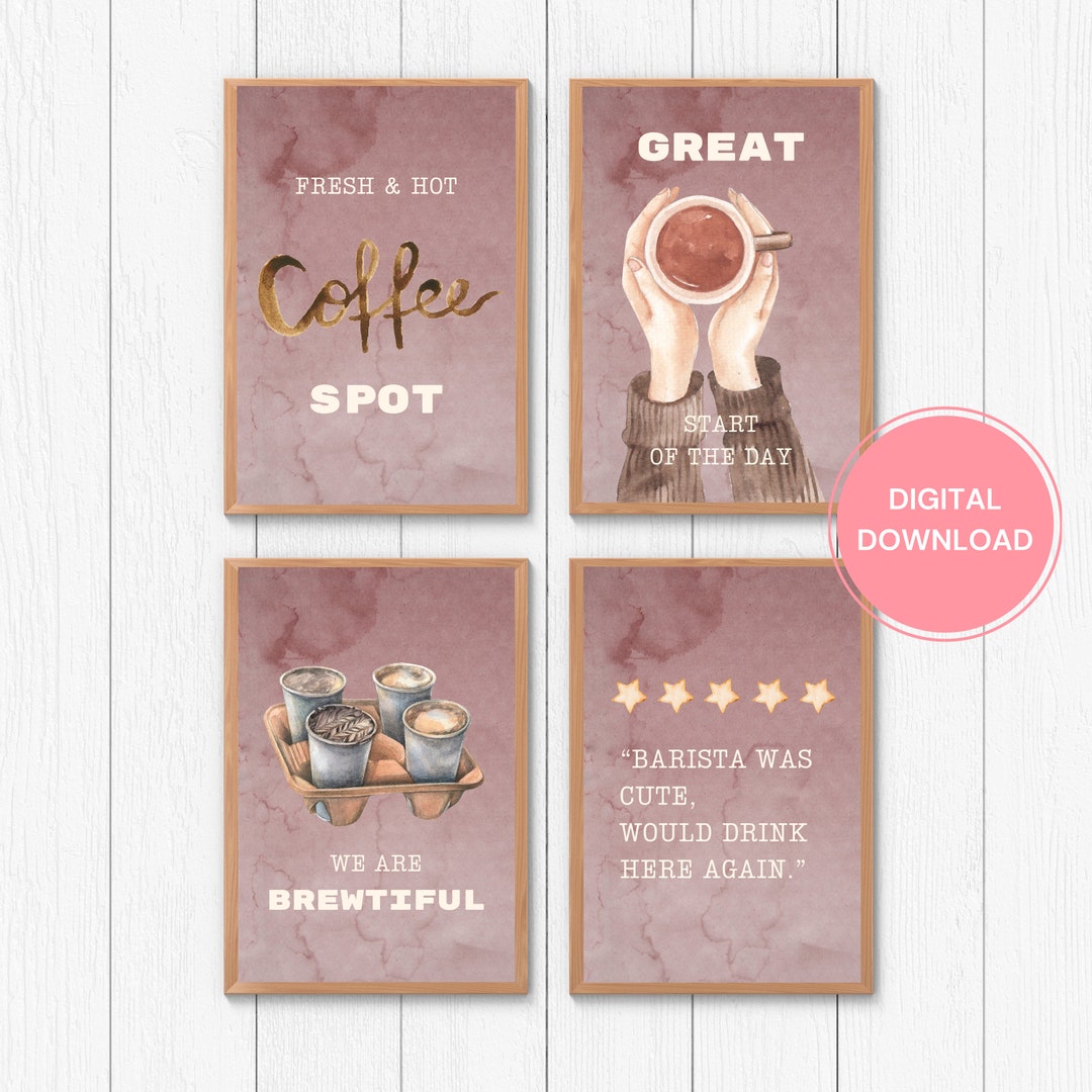 Dusty Pink Coffee Bar Gallery Wall Set of 4 Prints, Digital Download ...