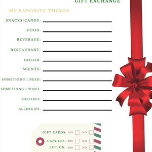 Secret Santa Questionnaire; Secret Santa Spanish - Etsy Canada