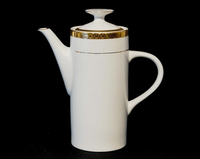 Elegant Vintage White Porcelain Classic Cylindrical Coffee Pot With ...