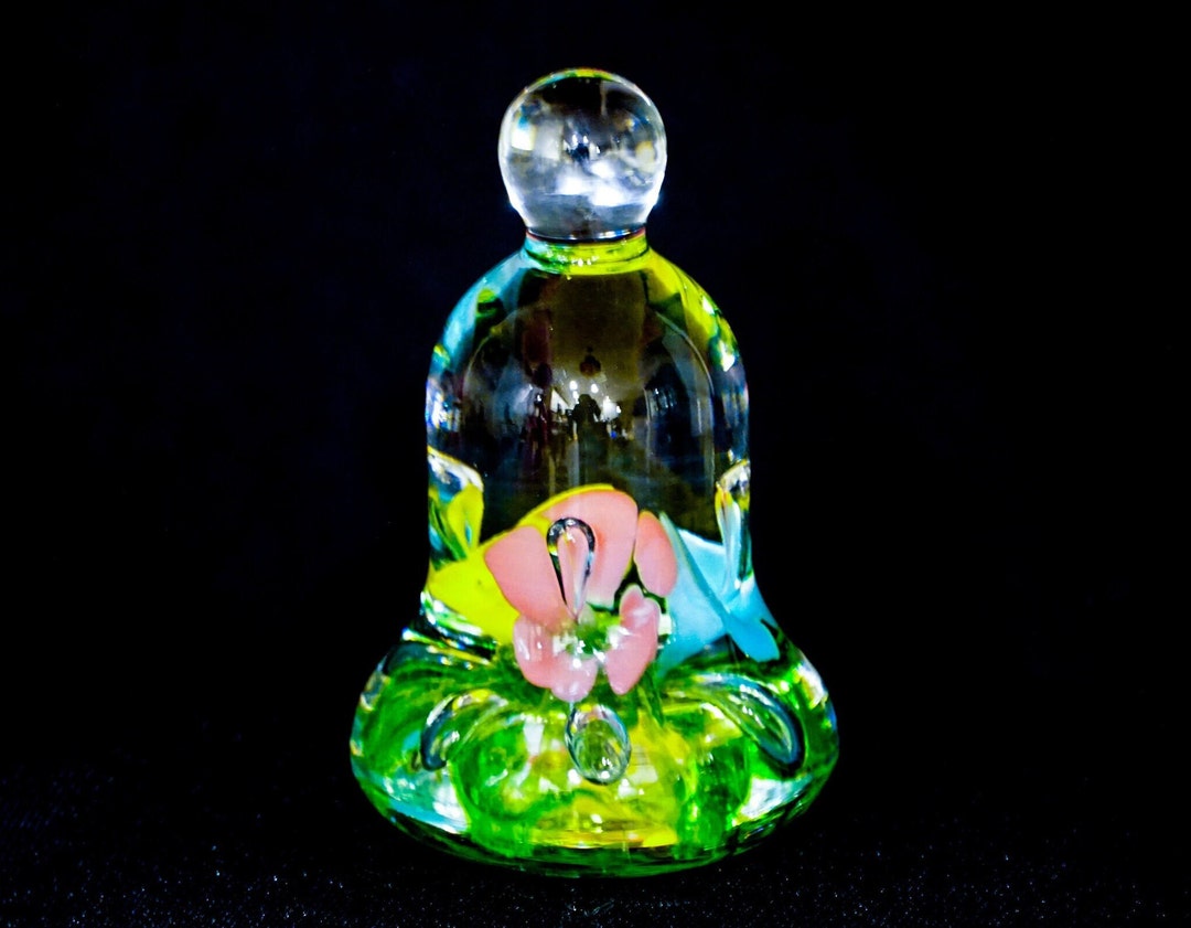 Bell Shaped Art Glass Paperweight Joe St. Clair, Blue, Yellow, Pink ...
