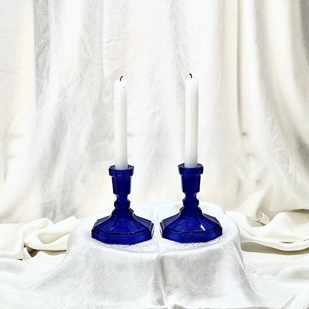 Dazzling Vintage Cobalt Blue Candle Holders Set of 2 - Etsy