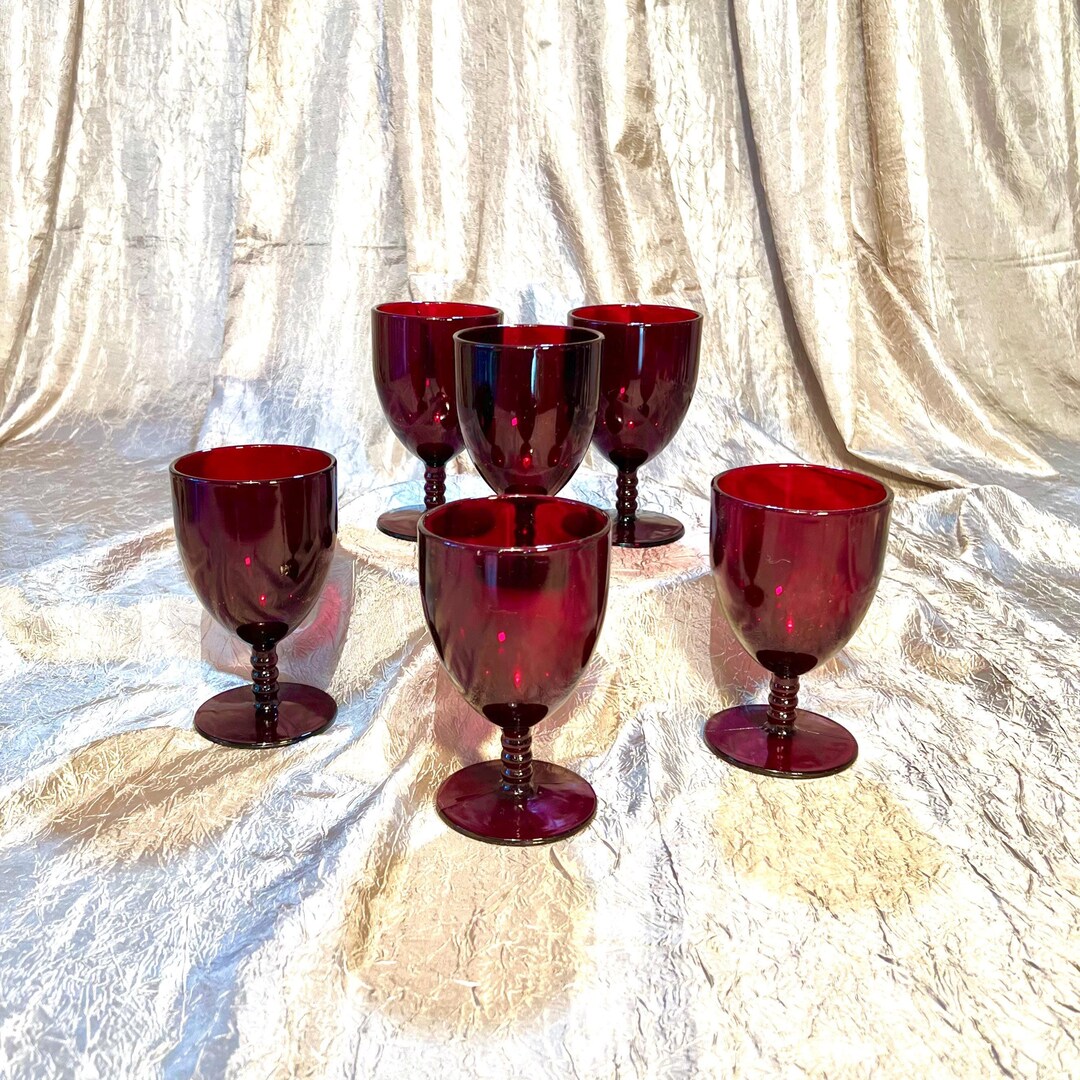 Set of 6 Ruby Red Anchor Hocking Monarch Goblets, Mid Century - Etsy
