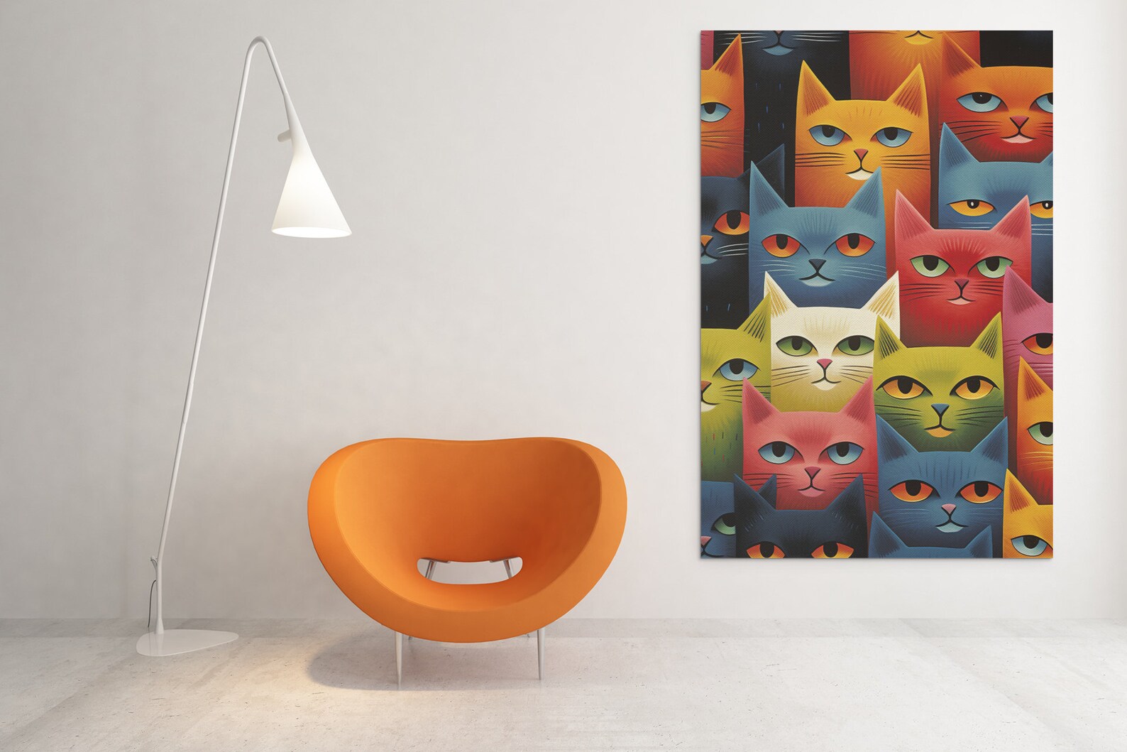Cat Gallery Portrait Printable Wall Art Geometric Print Cat - Etsy