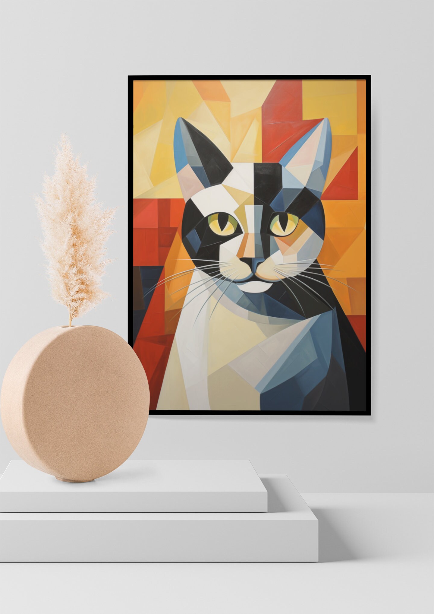 Picasso Style Cubist Cat Portrait, Printable Wall Art, Pablo Picasso ...