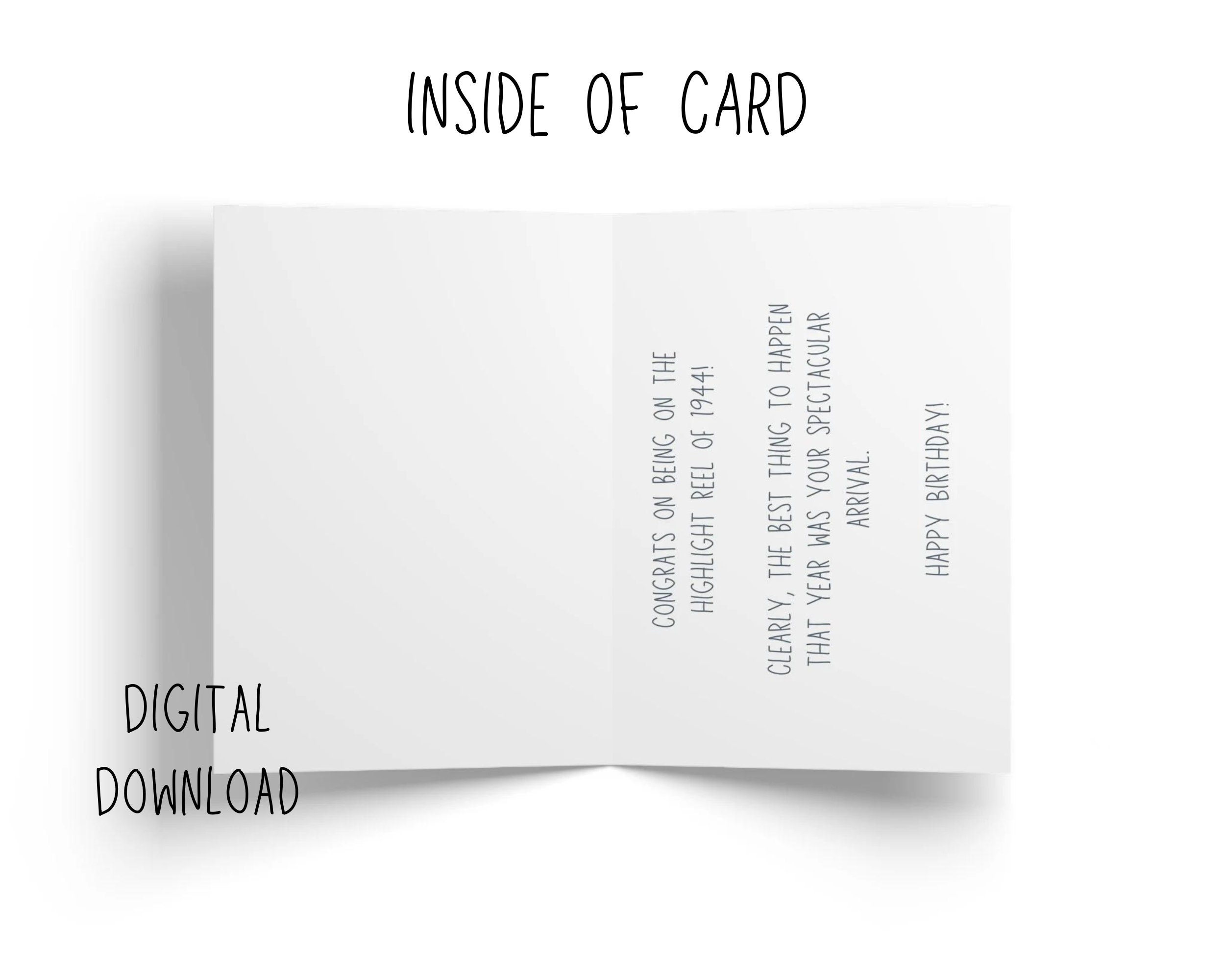 Printable Birthday Card, Happy Birthday 1944, Birthday Card Born in ...