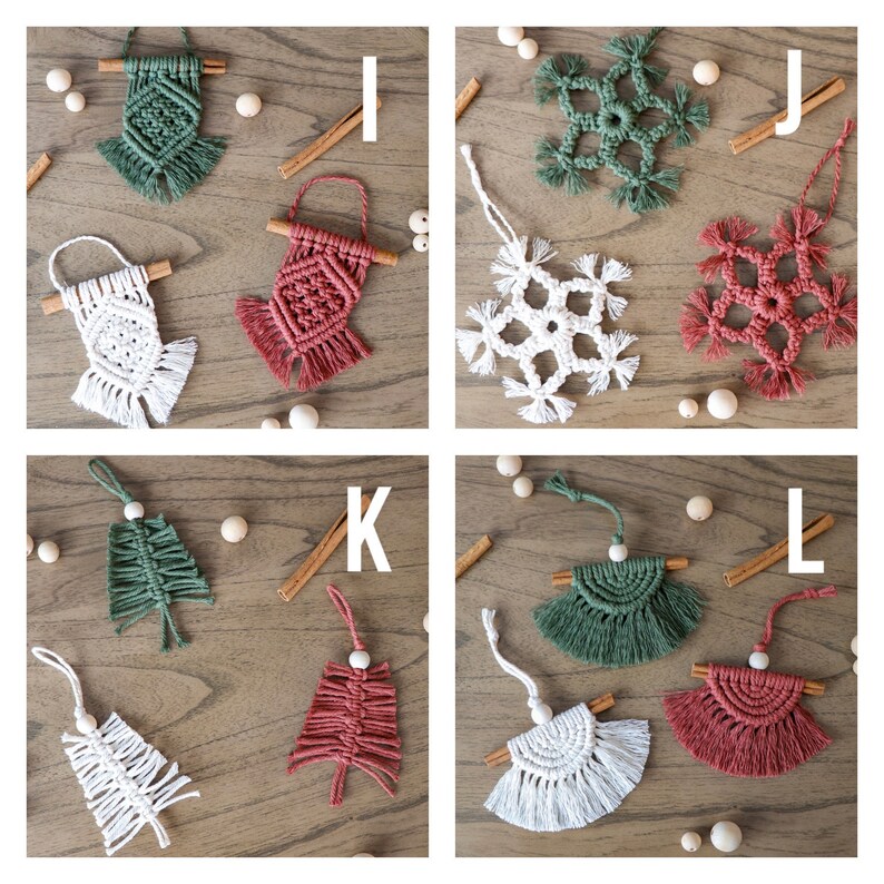 Set of 5 Macrame Christmas Ornaments Create Your Own Set Boho Christmas ...