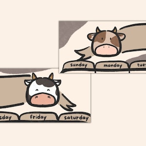Kawaii Cow, Cute Cow, Undated Digital Calendar/planner, Printable ...