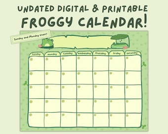 Kawaii Cow, Cute Cow, Undated Digital Calendar/planner, Printable ...