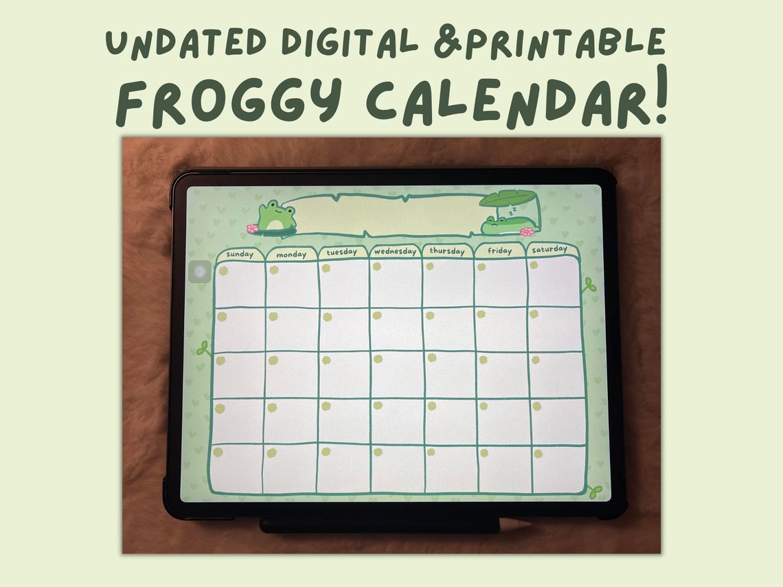 Kawaii Frog, Cute Froggy, Undated Digital Calendar/planner, Printable ...