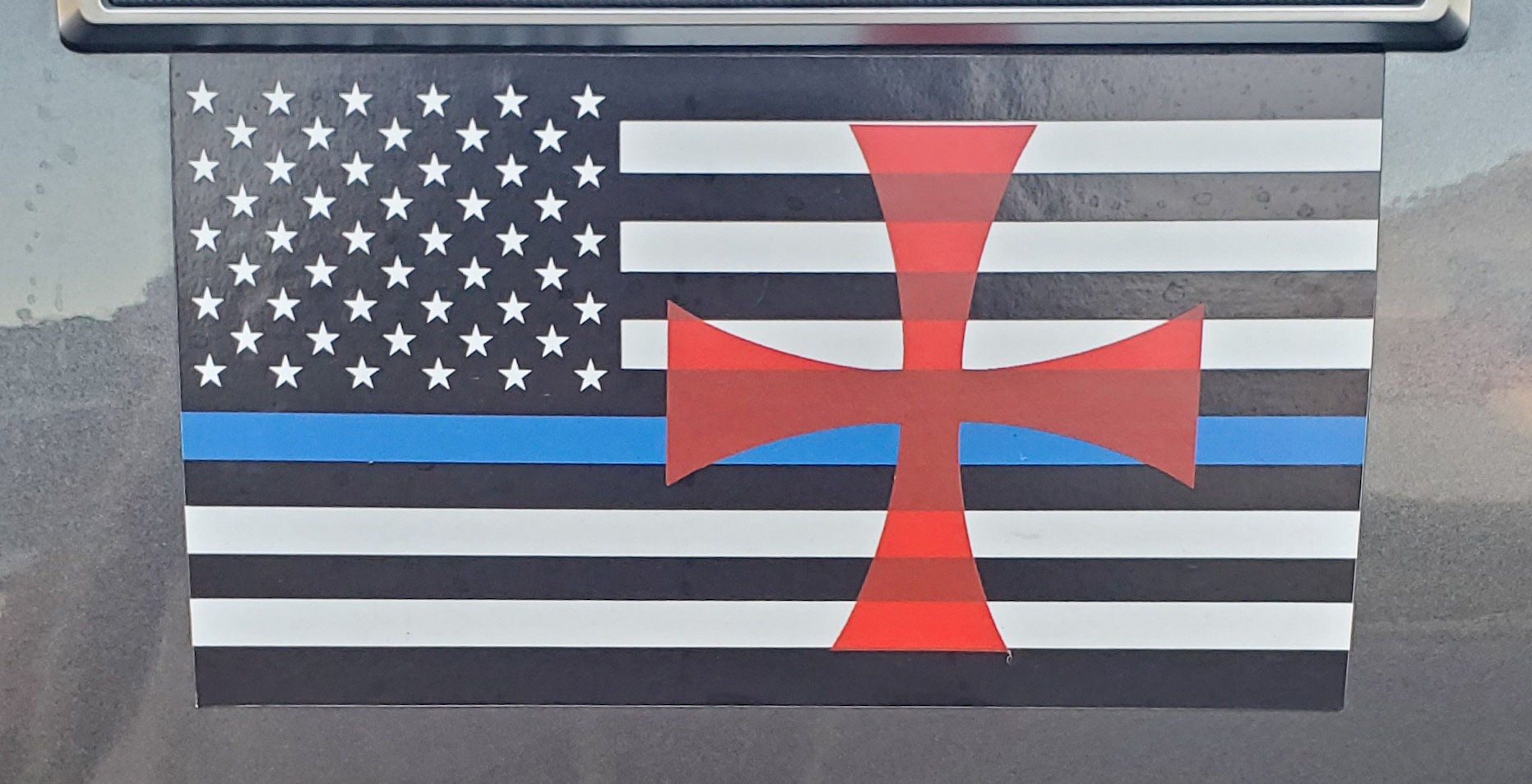 Thin Blue Line Templar Cross Car Decal Magnet - Etsy