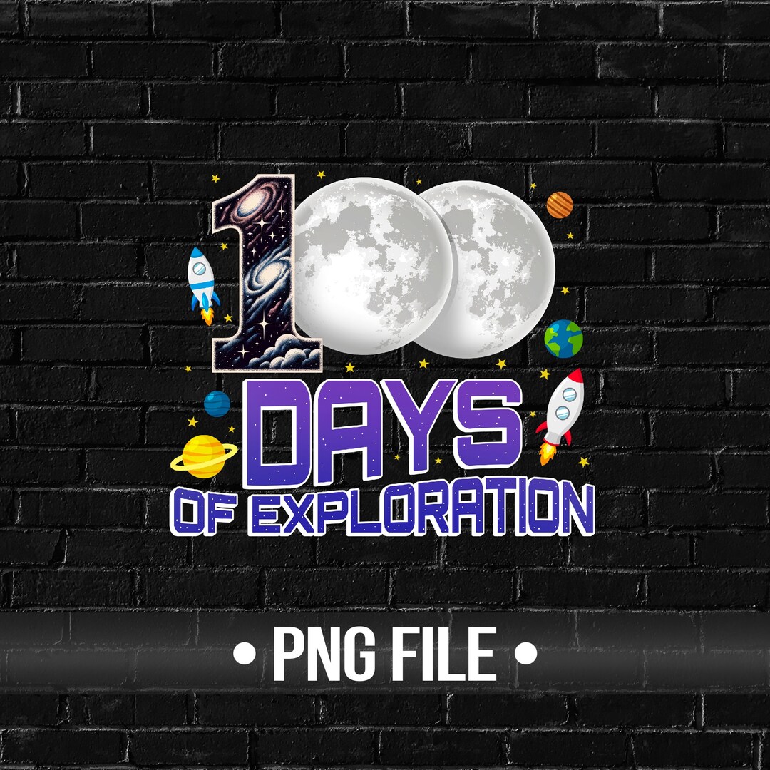 School SVG, 100 Days of Exploration Starry Sky Moons Planets and Rocket ...