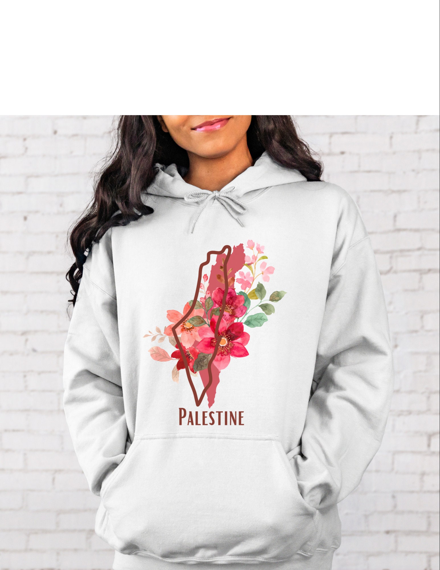 Floral Palestine Map Unisex Hoodie, Palestine Map Hoodie. Palestine ...