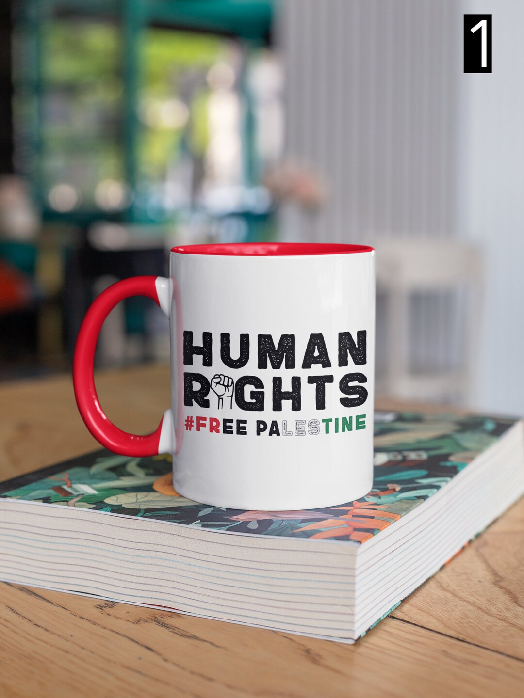Human Rights Free Palestine Sublimation Mug, Red and White Mug, Free ...