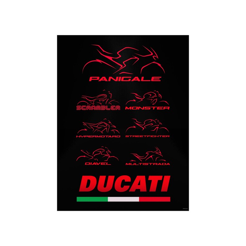 Ducati Motorcycle Line-up Poster: Modern Red Design (UNFRAMED) - Etsy