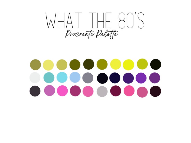 What the 80s Procreate Palette Procreate Swatches, Colour Swatches, 30 ...
