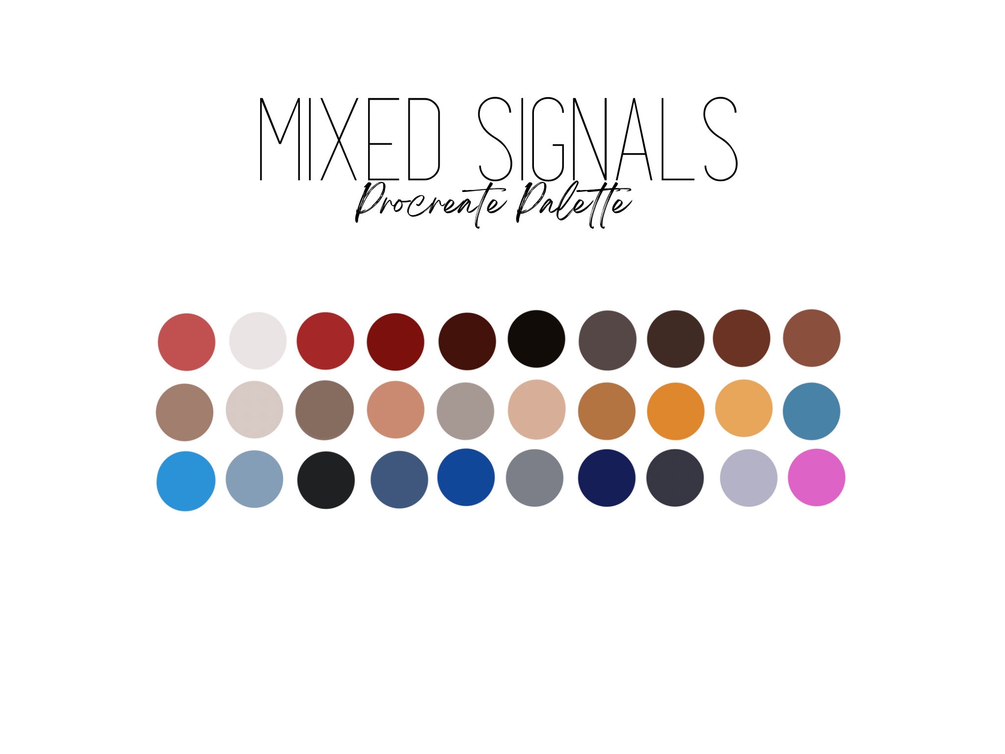 Mixed Signals Procreate Palette Procreate Swatches, Colour Swatches, 30 Colour Palette for ...