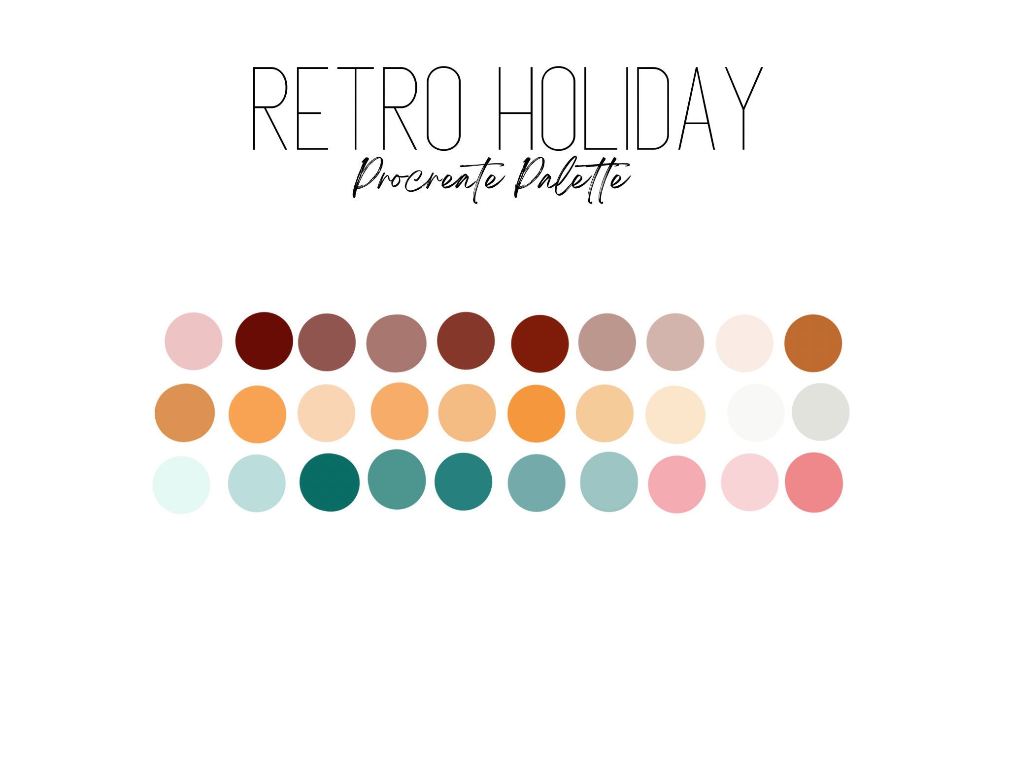 Retro Holiday Procreate Palette Procreate Swatches Colour Etsy