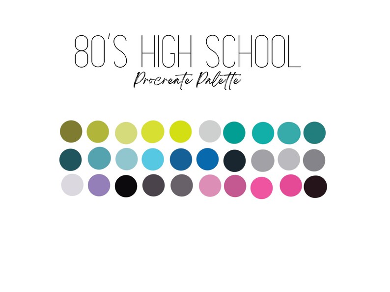 80s High School Procreate Palette Procreate Swatches - Etsy