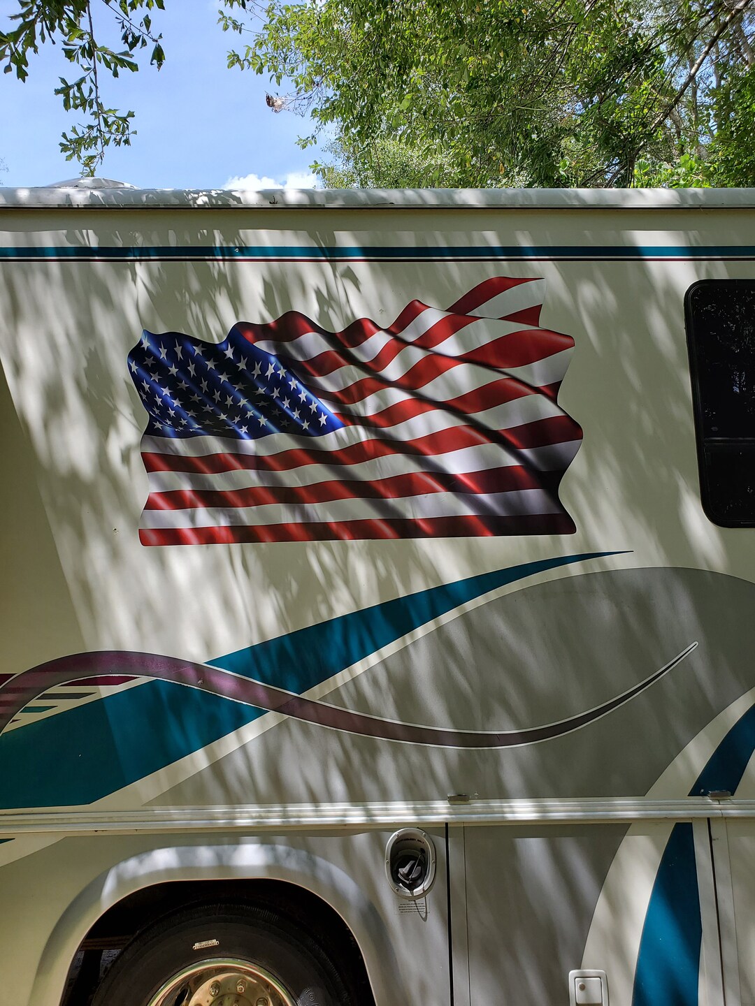 Plain Waving American Flag Graphic Mural Decals / Stickers Fit Wall ...