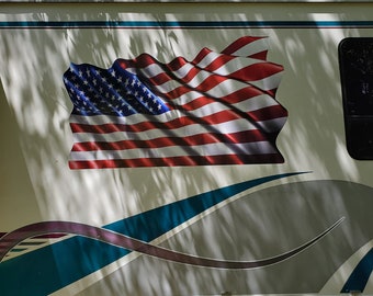 American Checkered Racing Flag Camper RV Motor Home Mural Vinyl Graphic ...