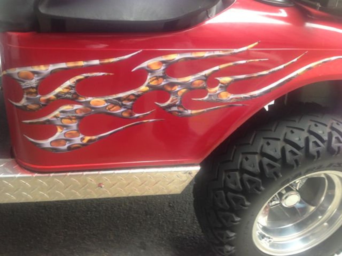 Golf Cart Full Color Tribal Flames Stripe Graphics Set FIT All Year and ...