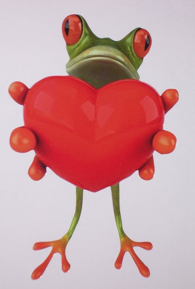 Green Tree Frog Holding Heart Decal / Sticker Great for Car - Etsy