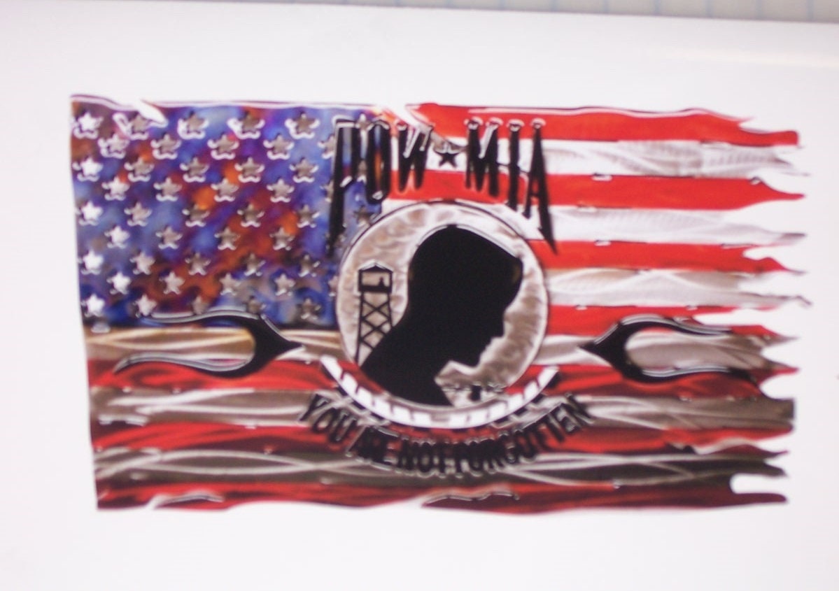 Waving Tattered / Ripped POW MIA American Flag Decal / Sticker - Etsy