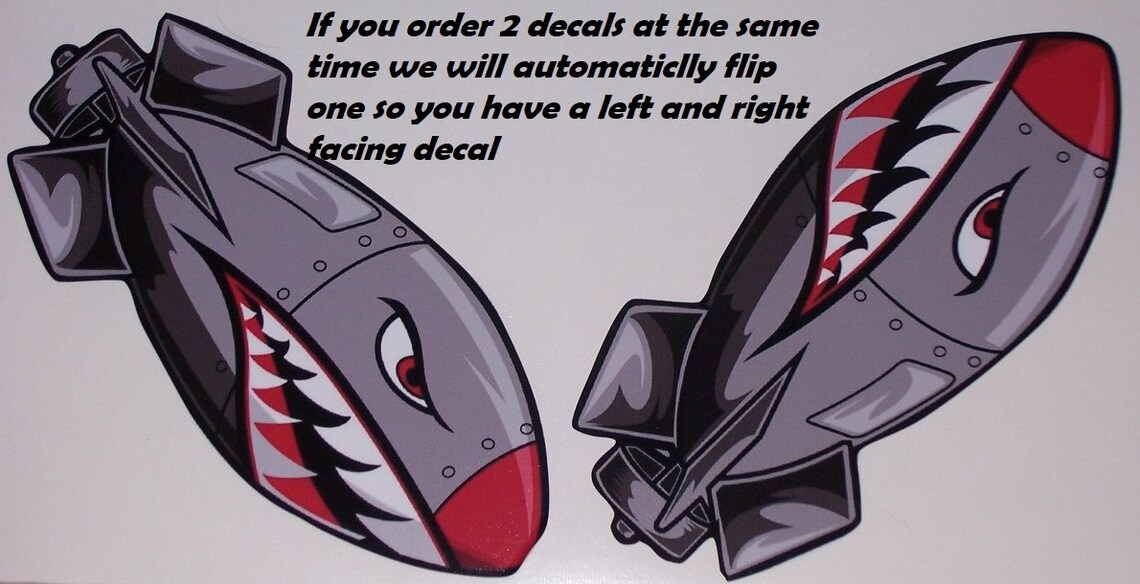 Hot Rod Shark Mouth WWII Bomb 1 Decal / Sticker Great for - Etsy