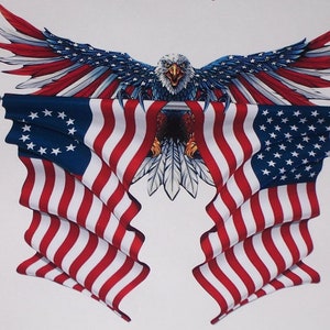 Front Facing Wing Spread American Flag Eagle Holding American & 1776 ...