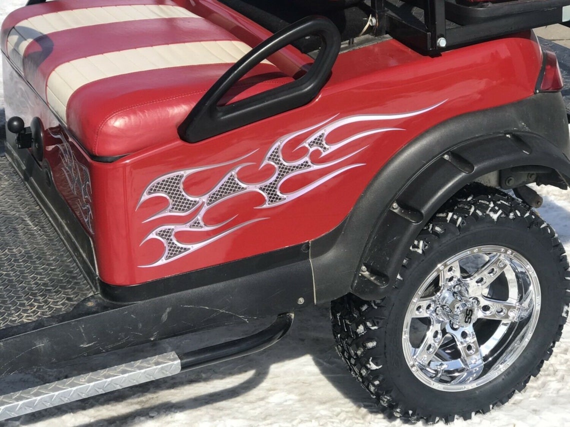 Golf Cart Full Color Tribal Flames Stripe Graphics Set FIT All Year and ...