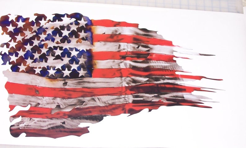 Waving Tattered / Ripped American Flag 1 Decal / Sticker - Etsy