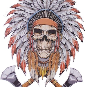 American Indian Skull Decal Sticker - Etsy