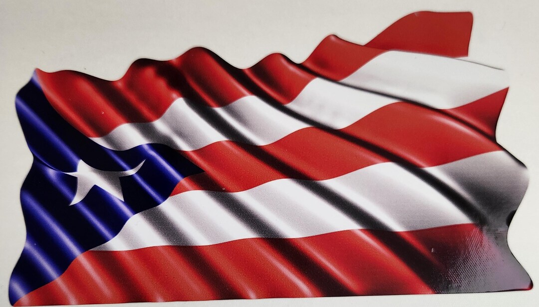 Waving Puerto Rico Flag Decal / Sticker Sizes to Fit Cup Laptop Golf ...