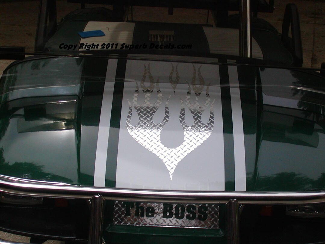 Golf Cart 15 9 Stripes With Flames Graphics Set FIT All Year and Model ...