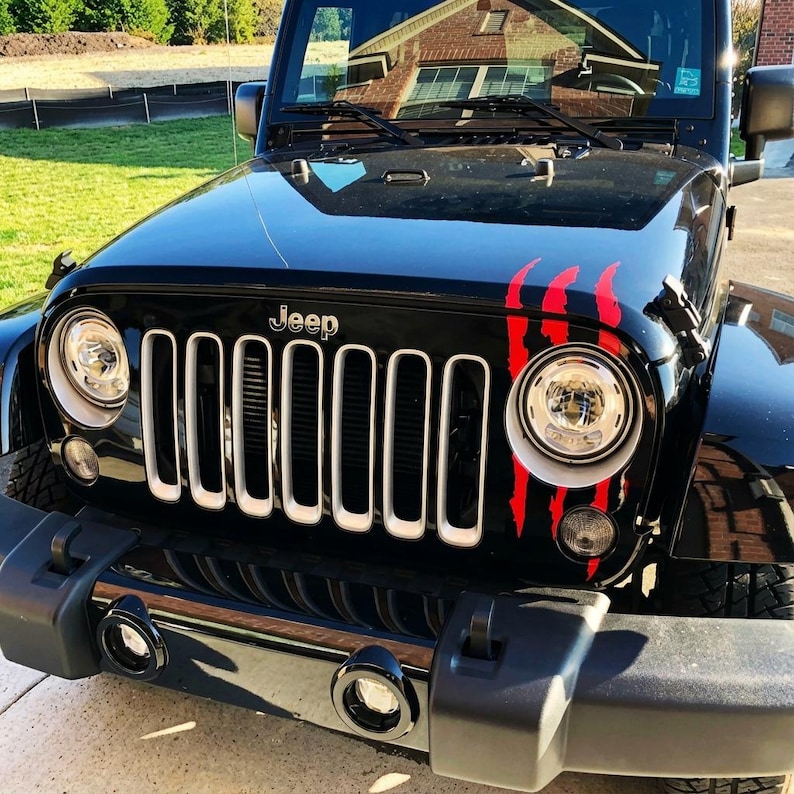 Claw Headlight or Over Logo Rip Decals / Stickers FIT 1997 - 2024 Jeep ...