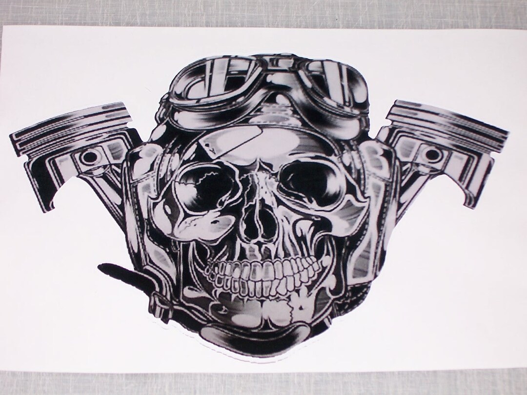 Aviation Biker Head Piston Cross Skull #1 Decal / Sticker Great for Car ...