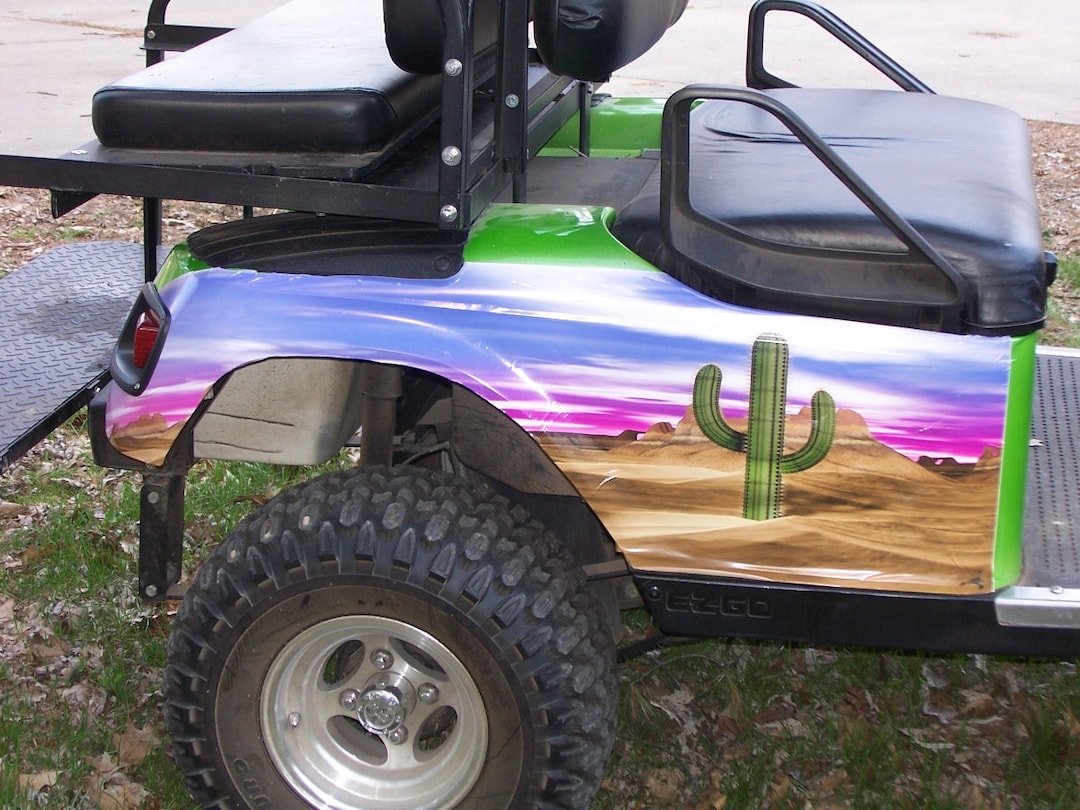 Golf Cart Desert Scene Large Rear Fender Wrap Graphics Set FIT All Year ...