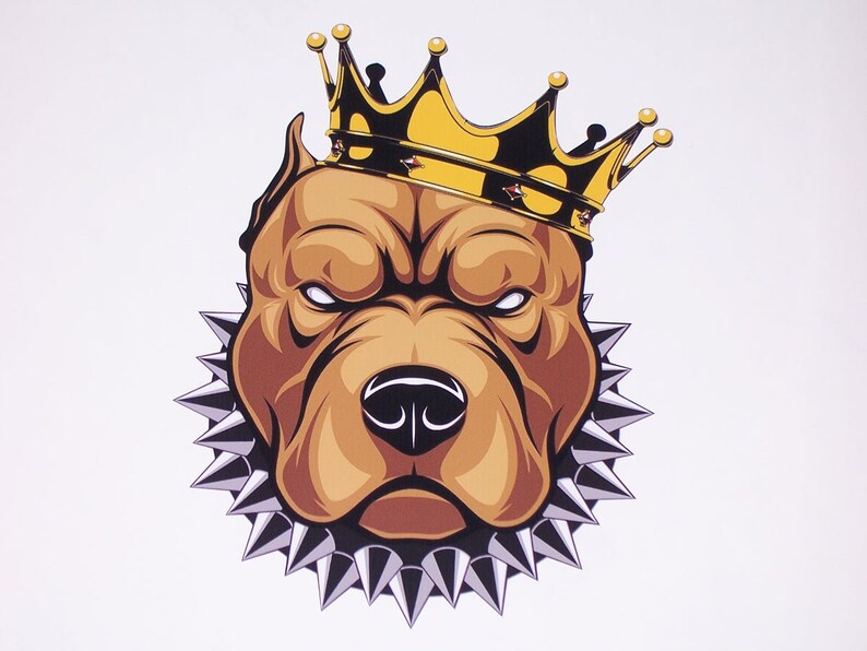 Angry Pit Bull / Bulldog With Crown King Decal / Sticker Great - Etsy