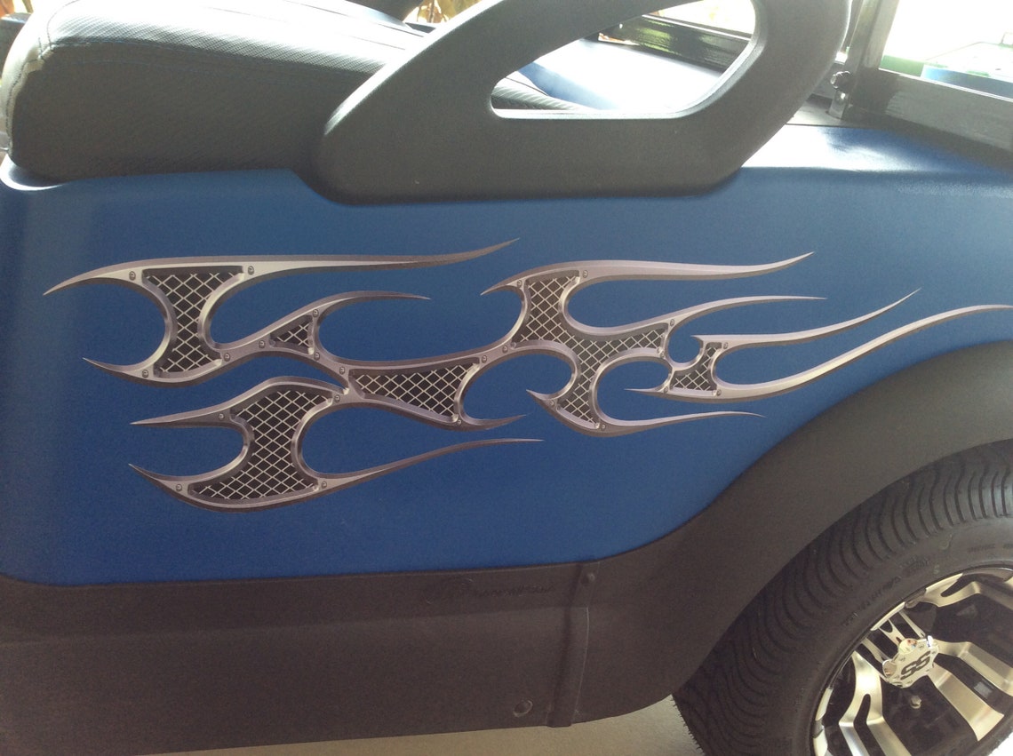 Golf Cart Full Color Tribal Flames Stripe Graphics Set FIT All Year and ...