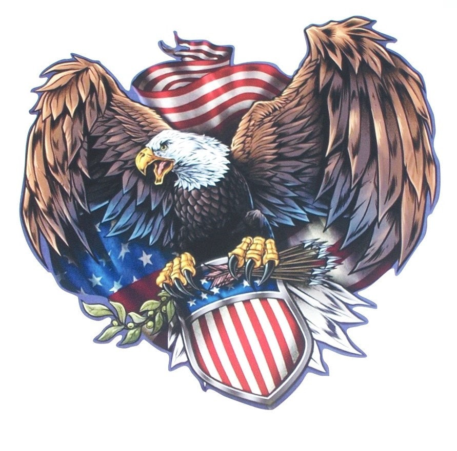 Eagle Holding American Flag Shield and Grape Vines Decal / - Etsy