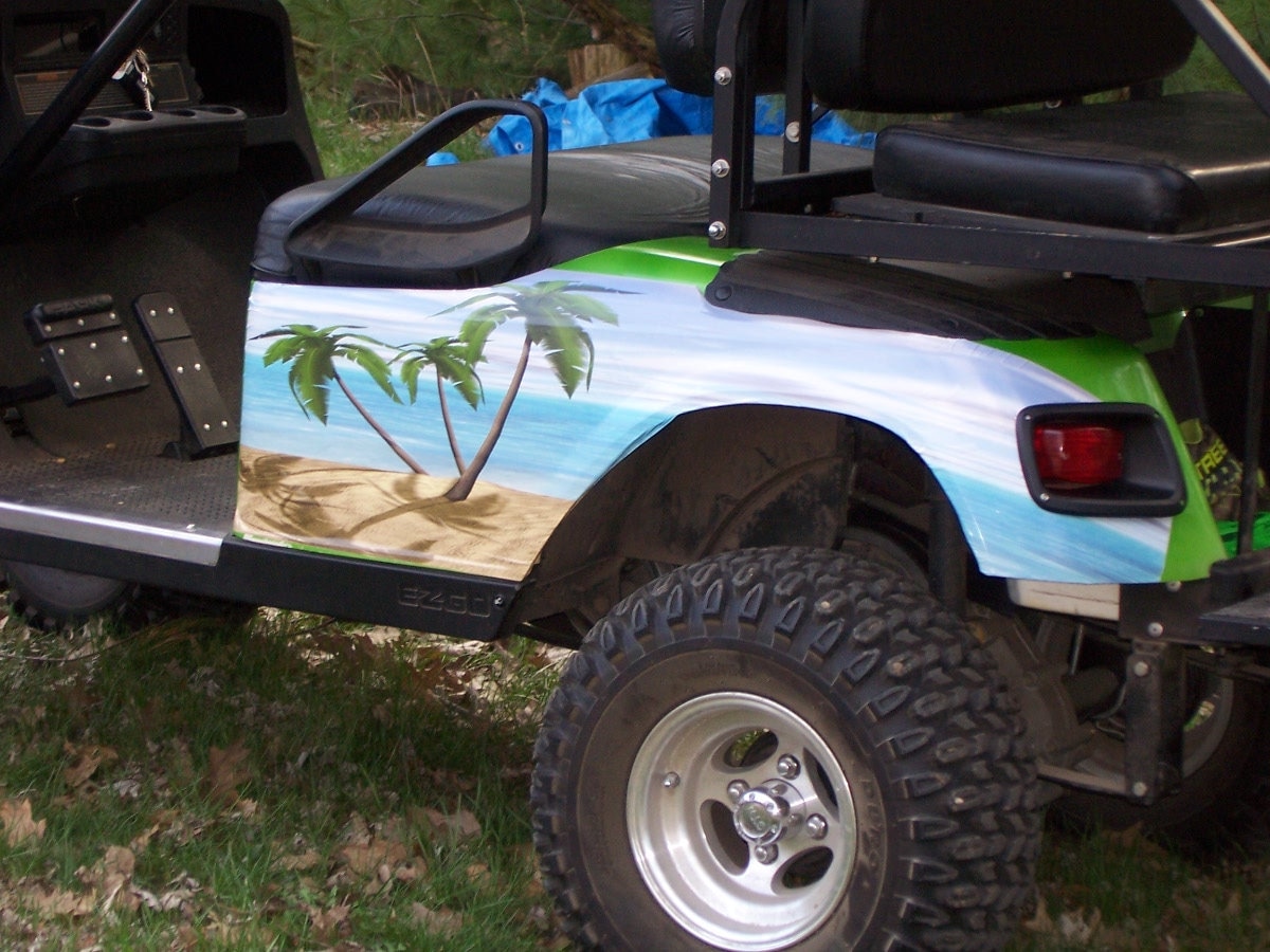 Golf Cart Beach Scene Large Rear Fender Wrap Graphics Set FIT - Etsy