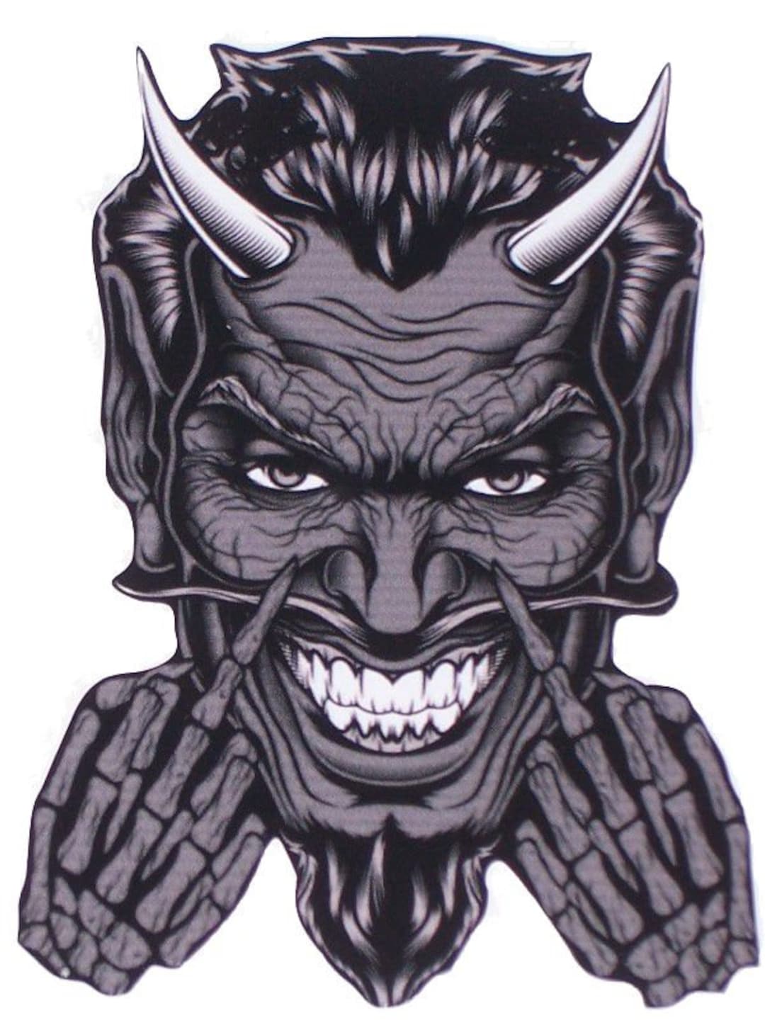 Black & White Hot Rod Middle Finger Devil Decal / Sticker Great for ...